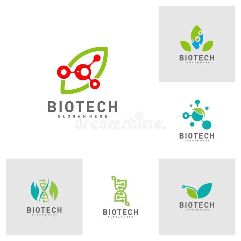 Set of Bio Tech Leaf Logo Template, Molecule, DNA, Atom, Medical or ...