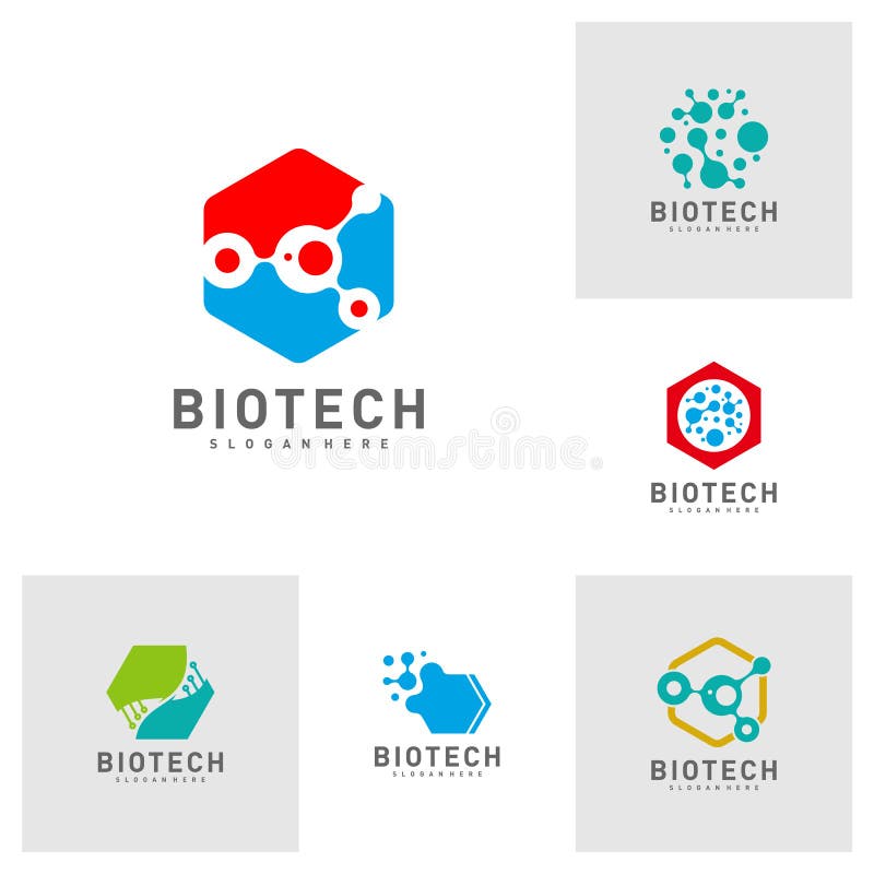 Set of Bio Tech, Molecule, DNA, Atom, Medical or Science Logo Design ...