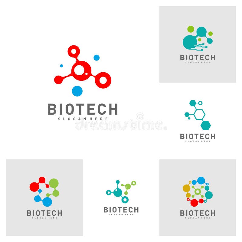 Set of Bio Tech, Molecule, DNA, Atom, Medical or Science Logo Design ...