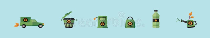 Set of Biodegradable Cartoon Icon Design Template with Various Models ...