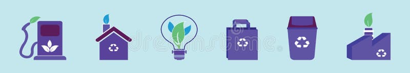 Set of Biodegradable Cartoon Icon Design Template with Various Models ...