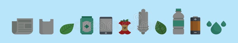 Set of Biodegradable Cartoon Icon Design Template with Various Models ...