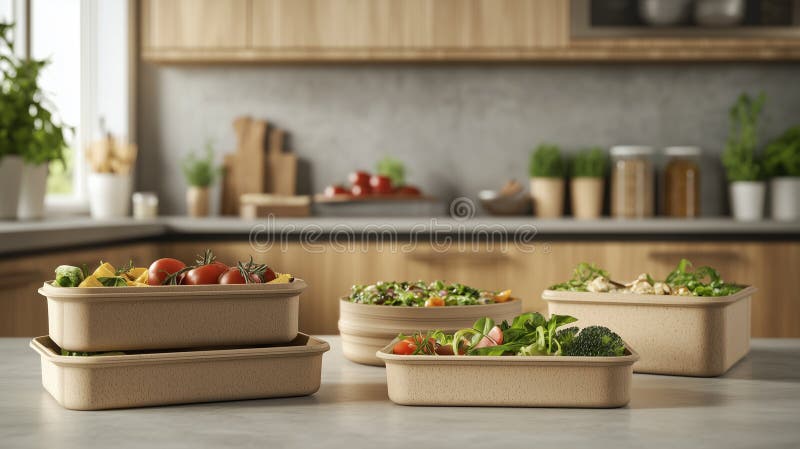 A Set of Biodegradable Food Containers Made from Natural Materials ...