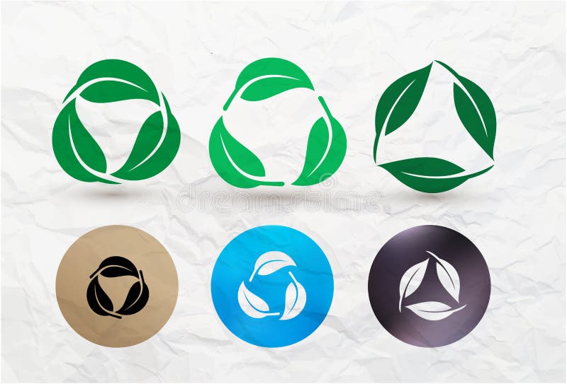 Set of Biodegradable Recyclable Plastic Free Package Icon. Bio ...