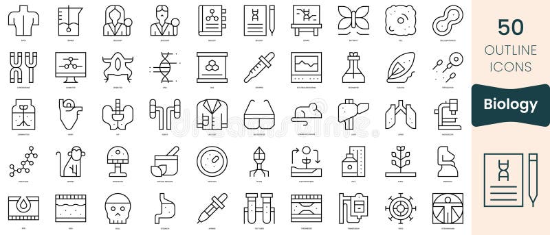 Set of Biology Icons. Thin Linear Style Icons Pack Stock Vector ...