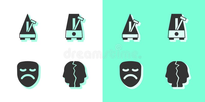 Set Bipolar Disorder, Metronome with Pendulum, Drama Theatrical Mask ...