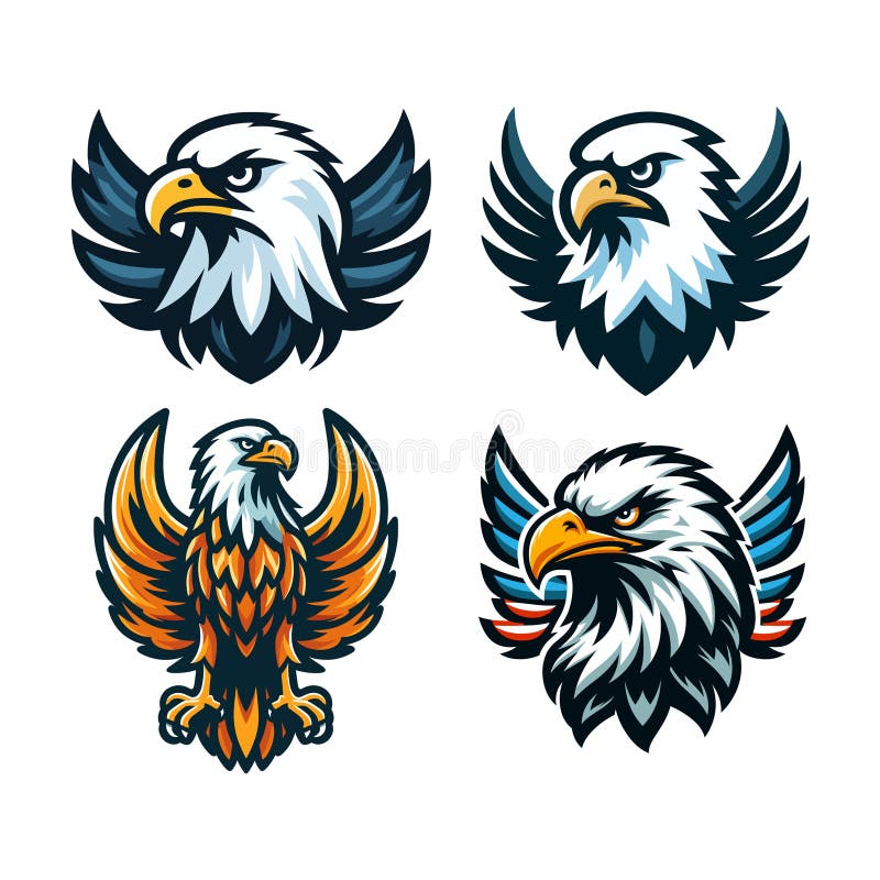 Set of Bird Eagle Hawk Head Logo Mascot Design Vector Illustration ...