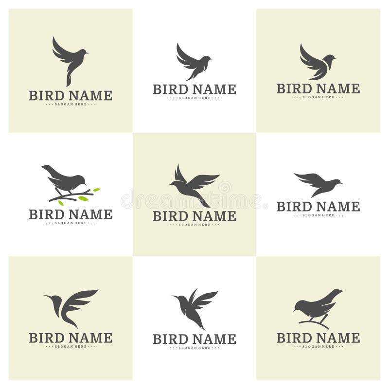 Set of Bird Logo Design Vector Template. Bird Icon Vector Concept Stock ...