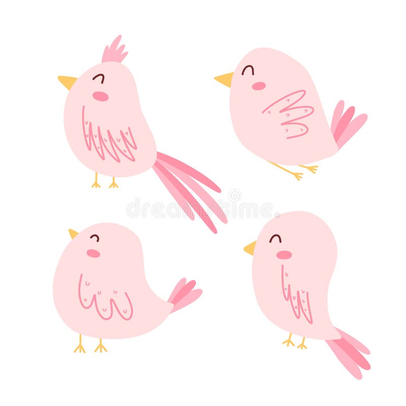 Set of Birds in Flat Style. Vector Illustration. Collection of Spring ...