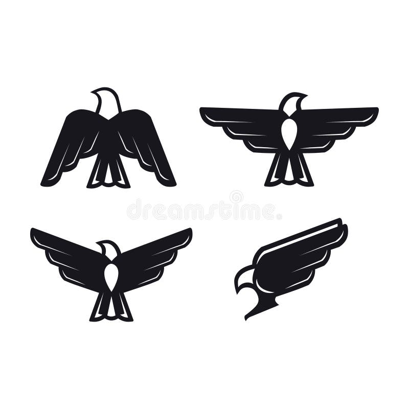 Set of Birds Predator Black Icons. Stock Vector - Illustration of ...
