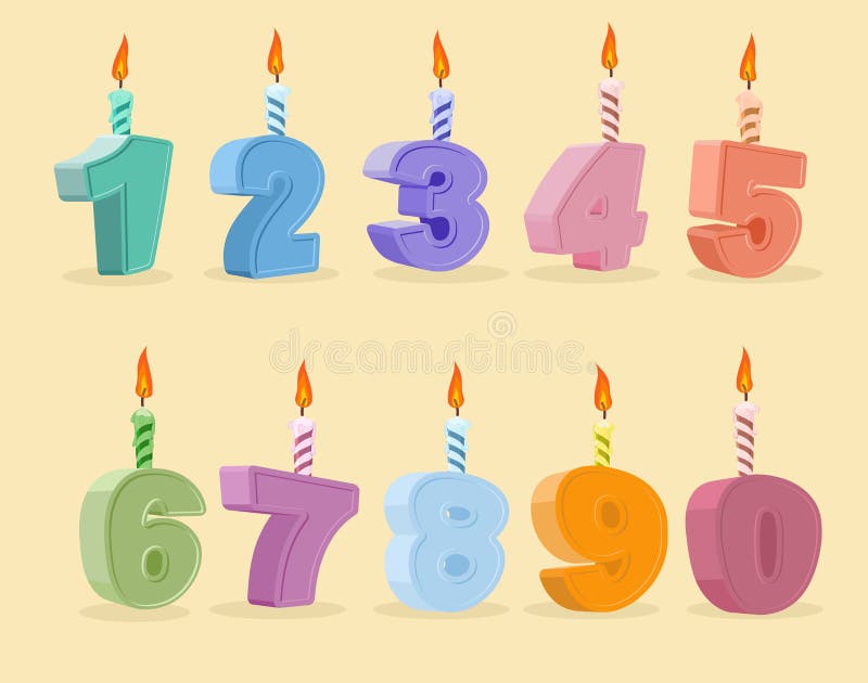 Set Birthday Candles Cartoon Numbers. Vector Illustration Stock Vector ...