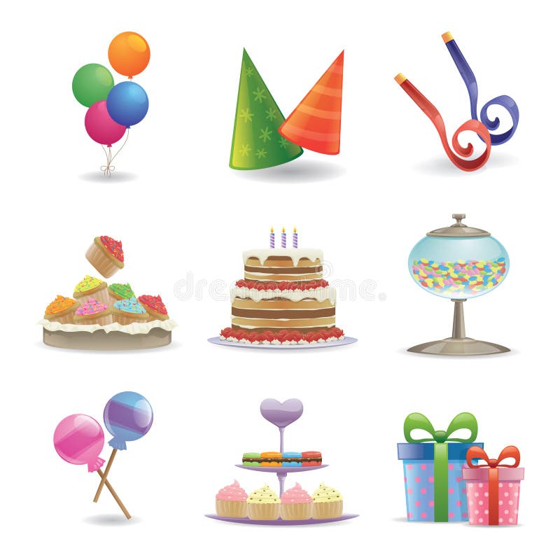 Set of Birthday Icons. Vector Illustration Decorative Background Design ...
