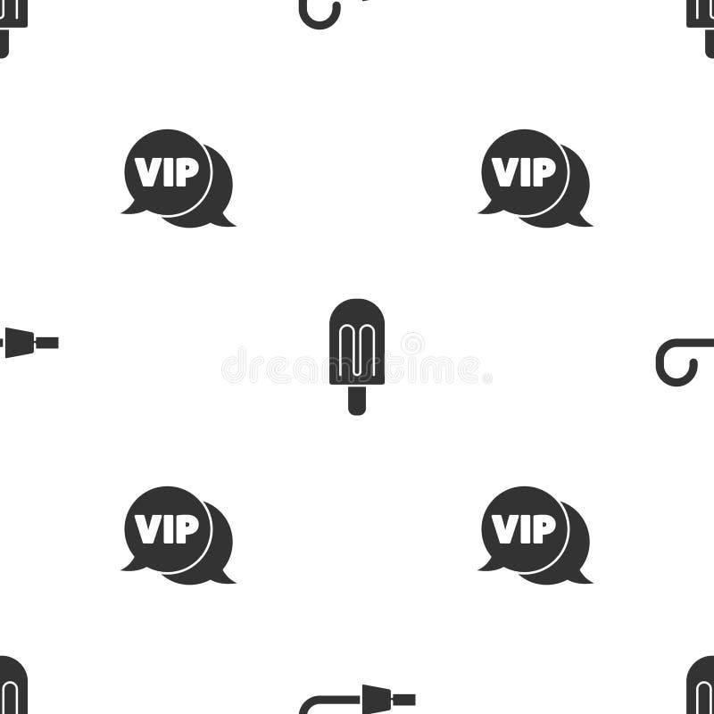 Set Birthday Party Horn, Ice Cream and Vip in Speech Bubble on Seamless ...