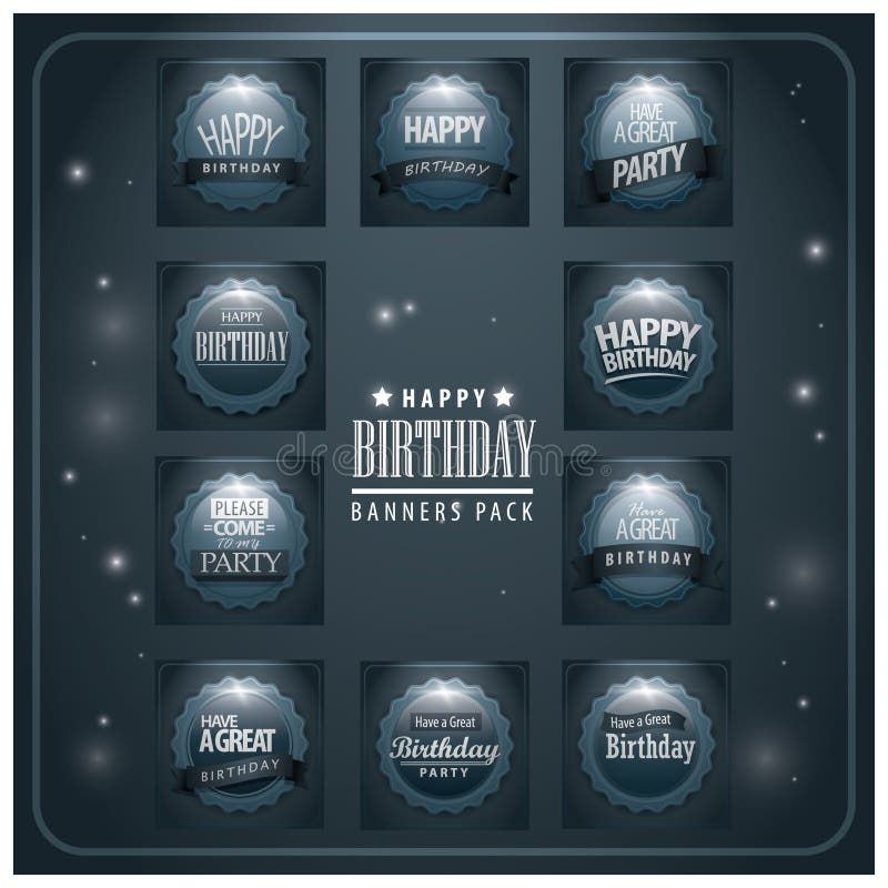 Set of Birthday Party Labels. Vector Illustration Decorative Design ...