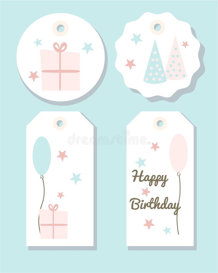 Set of Birthday Party Tags stock vector. Illustration of invitation ...