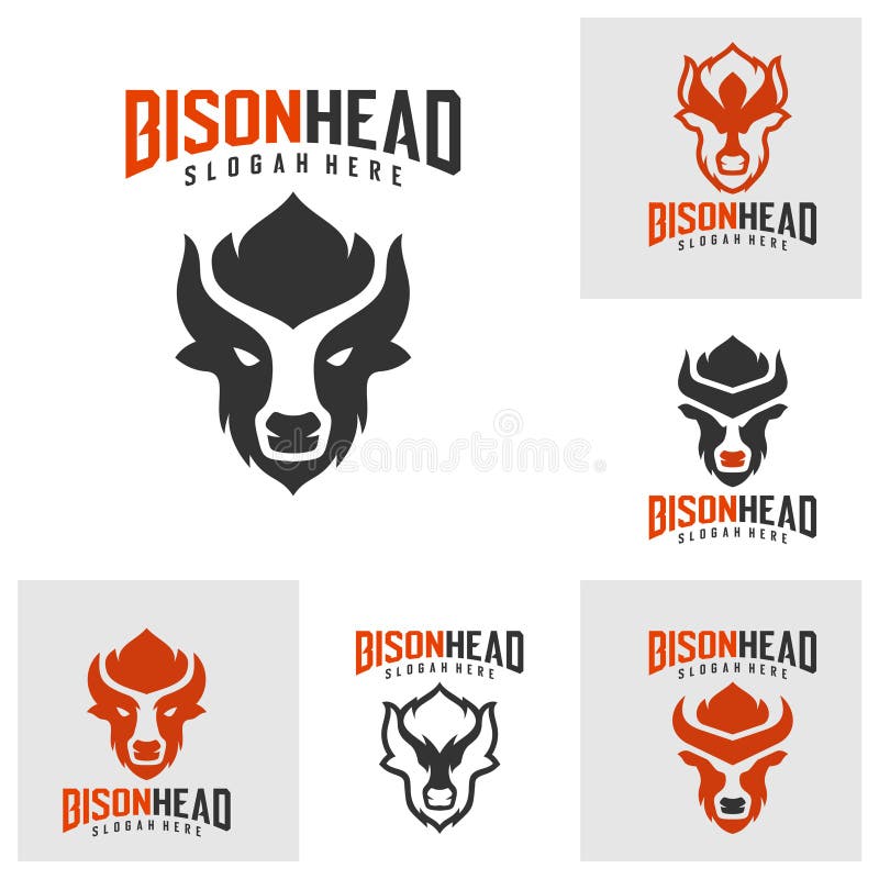 Set of Bison Logo Vector Template, Creative Bison Head Logo Design ...