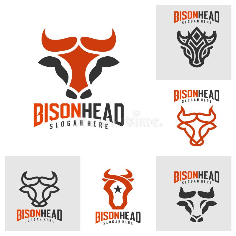 Set of Bison Logo Vector Template, Creative Bison Head Logo Design ...