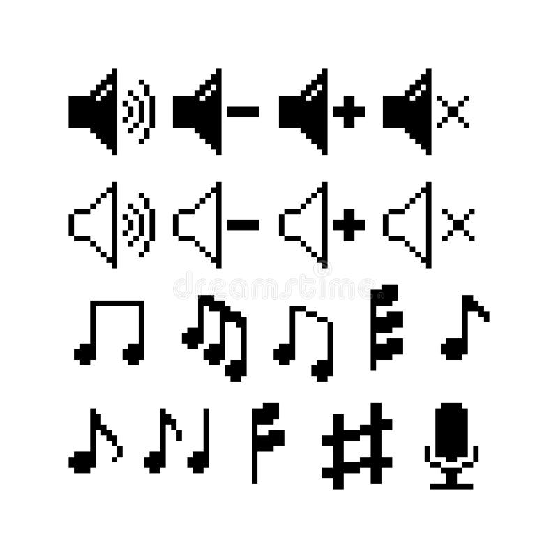 Set of 8-bit Pixel Graphics Icons. Isolated Vector Illustration. Game ...