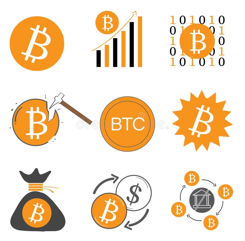 Bitcoin icons set stock vector. Illustration of money - 37871371