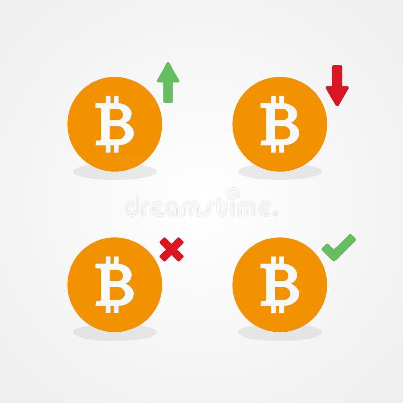 Set: Bitcoin Up and Down Graph. Crypto Currency Crisis Concept. Digital Currency Risk. Vector ...