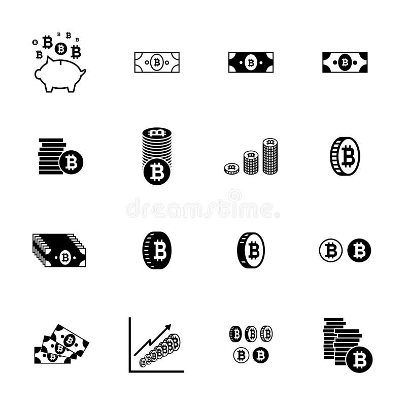 Bitcoin icons collection stock vector. Illustration of contour - 111175901