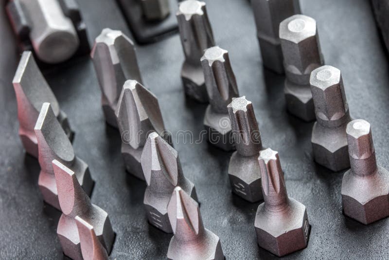 Set of Bits for the Screws. Stock Image - Image of case, metallic ...