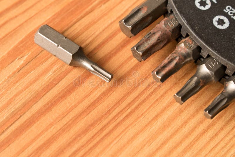 Set of Bits on Wooden Table. the Concept of the Work Stock Image ...