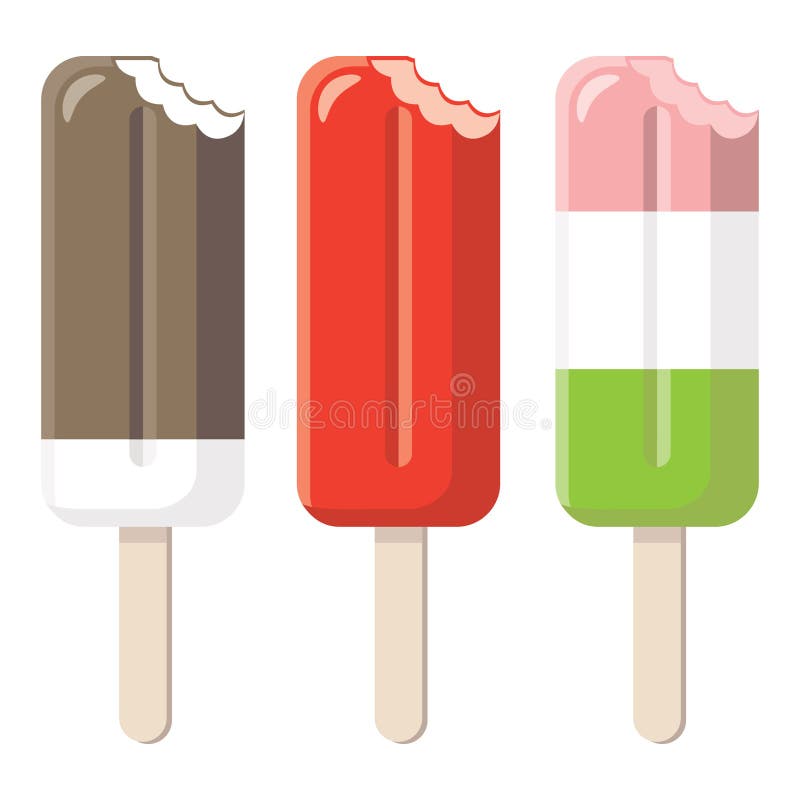 Set of bitten popsicles stock vector. Illustration of iced - 34376201