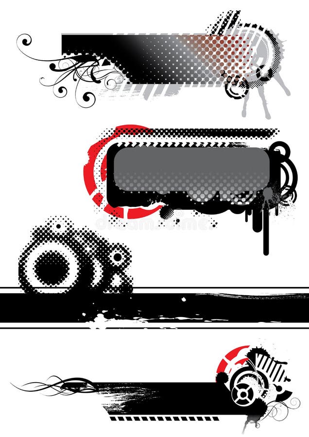 Set Of Black Abstract Banners Stock Vector - Illustration of abstract ...