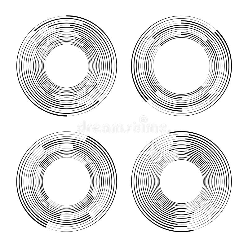 Set of Black Abstract Vector Lines in Round Form. White Background ...