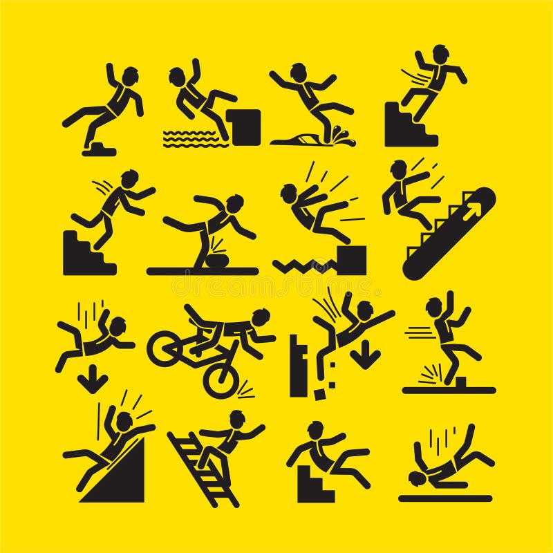 Set of Black Activity Warning Signs Stock Illustration - Illustration ...