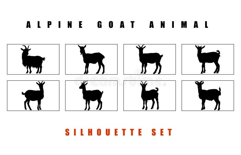 Set of Black Alpine Goat Silhouette, Alpine Ibex Silhouette ...