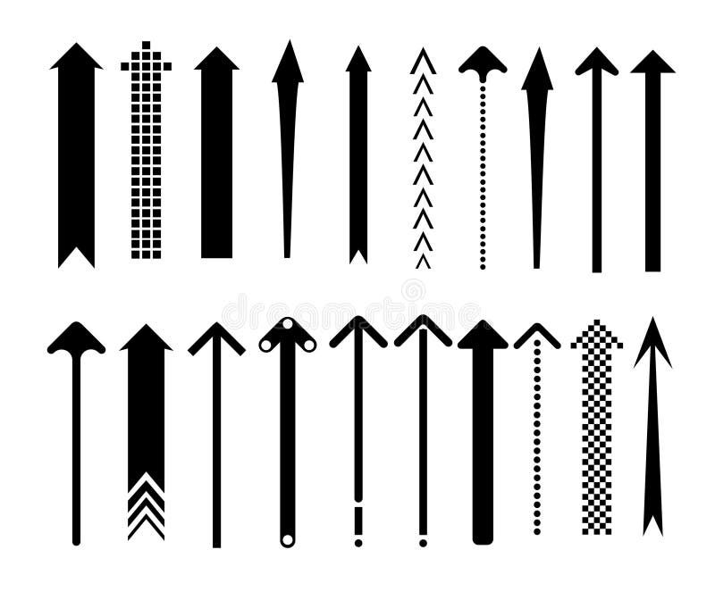 Set of Black Arrow Pointing Up. Arrow Shape Element Stock Vector ...
