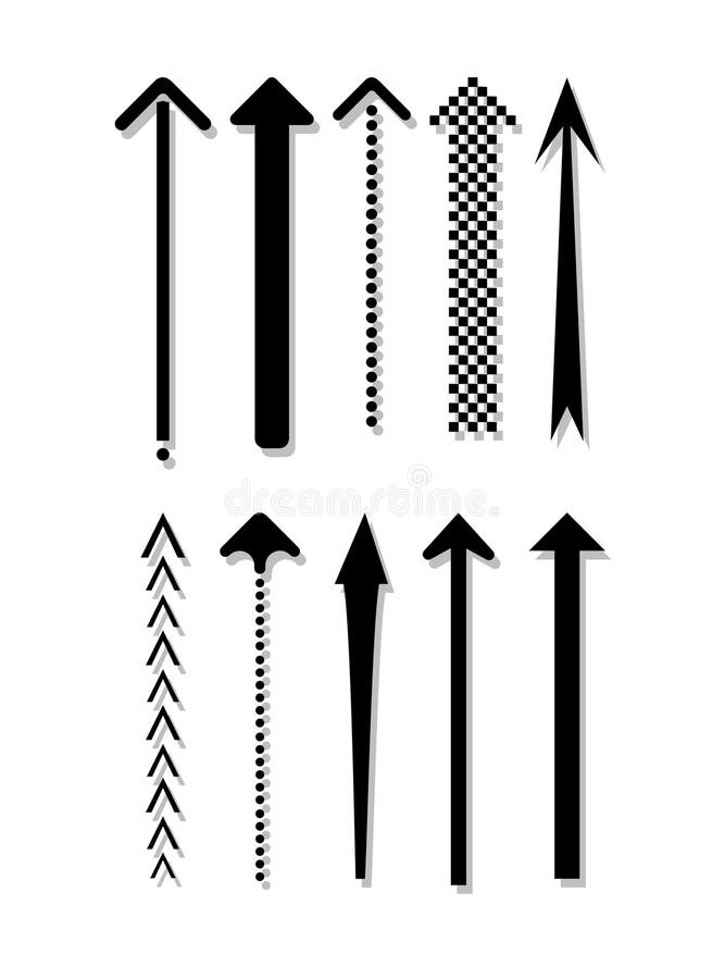 Set of Black Arrow Pointing Up. Arrow Shape Element Stock Vector ...