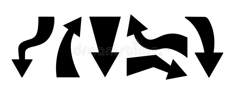 Set Black Arrows. Bold, Hand Drawn Arrow Indicating Direction and ...