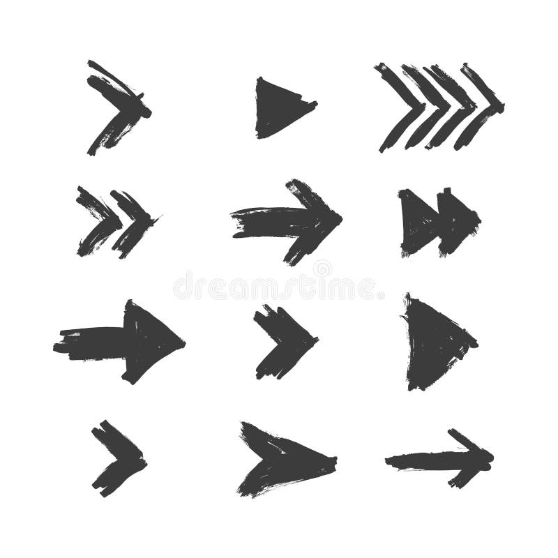 Set of Black Arrows. Collection of Vector Arrows. Manual Graphics ...