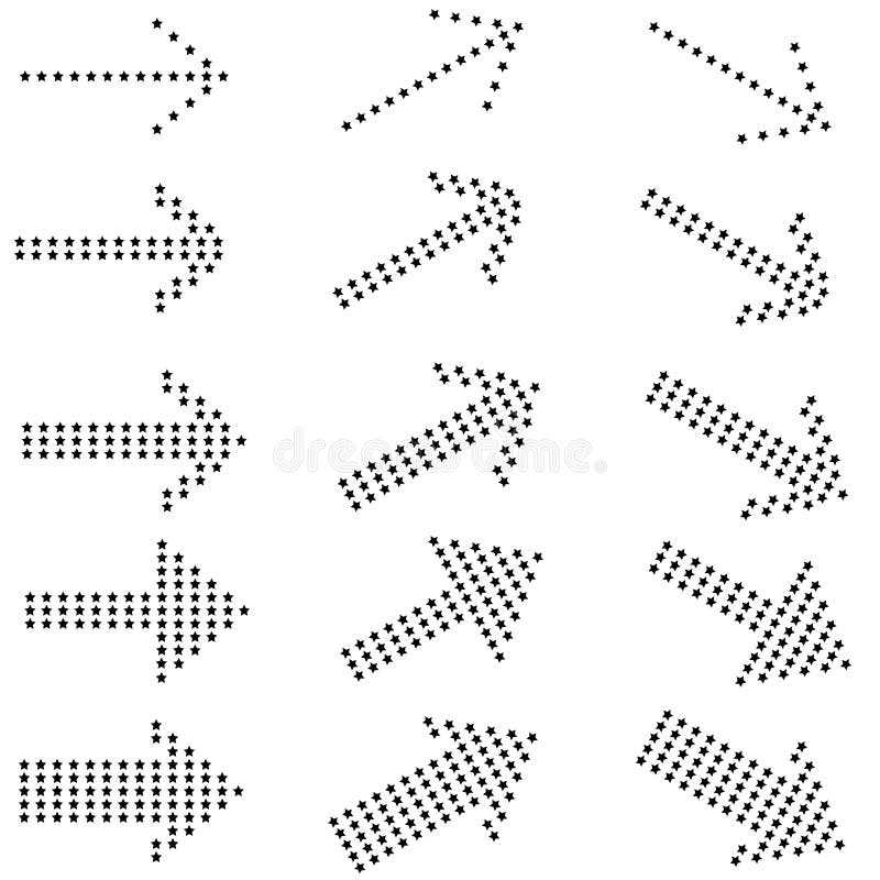 Set of Arrows from Star Shape Pattern in Different Thickness and Stock ...