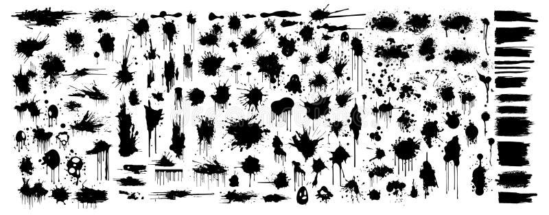 Black Ink Spots Set on White Background. Ink Illustration. Stock Vector ...