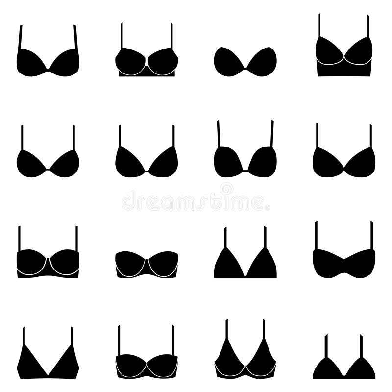 Set of Black Bra Icons, Illustration Stock Vector - Illustration of ...