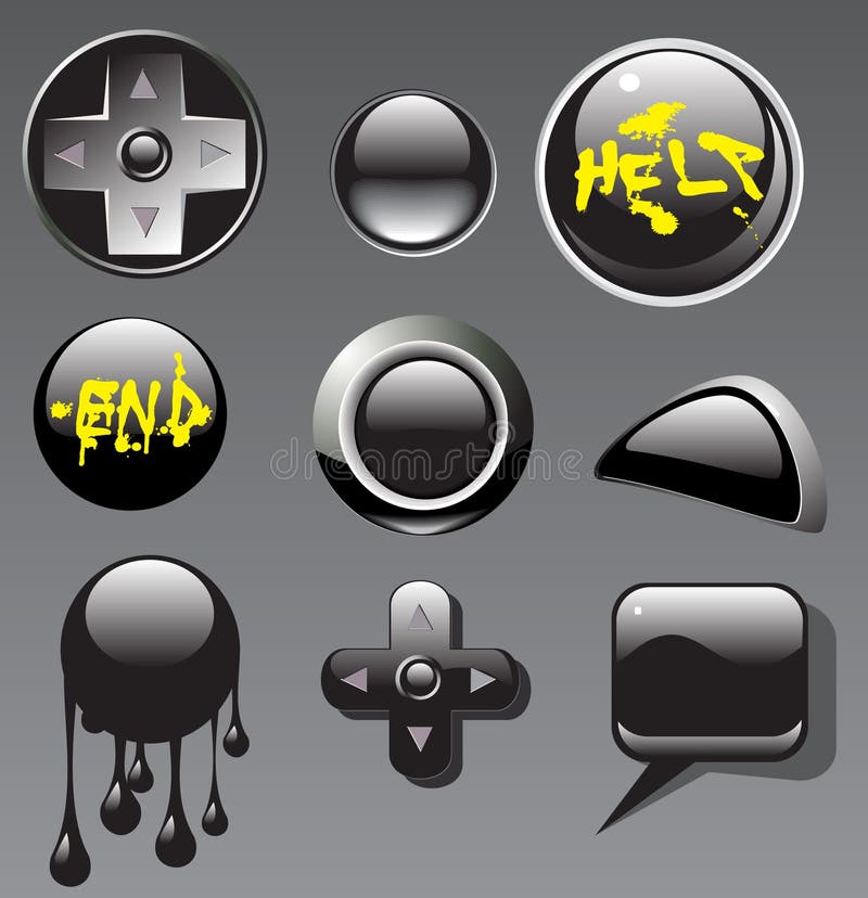 Set of black buttons stock vector. Illustration of insignia - 9061191