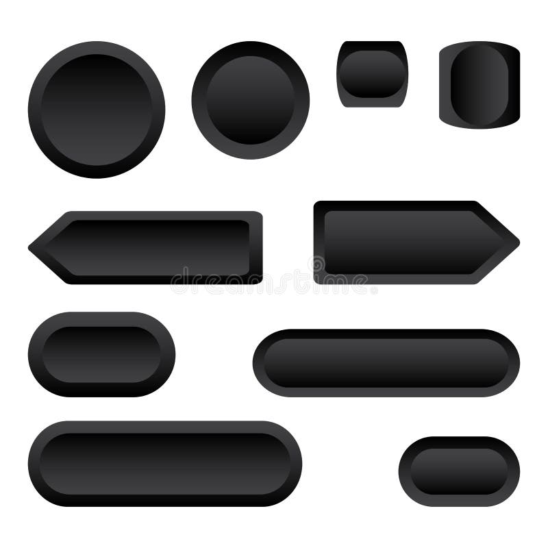 Set of Black Buttons Differents Shapes. Vector Stock Illustration ...
