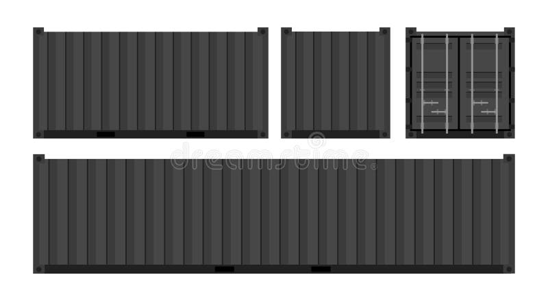 Set Black Cargo Containers. Freight Shipping, Delivery and ...