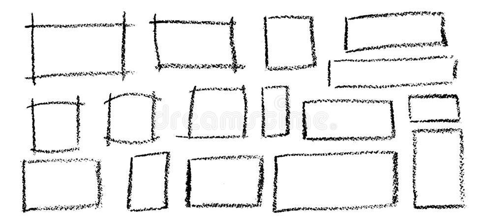 Set of Black Chalk Hand Drawn Frames. Collection of Writing on ...