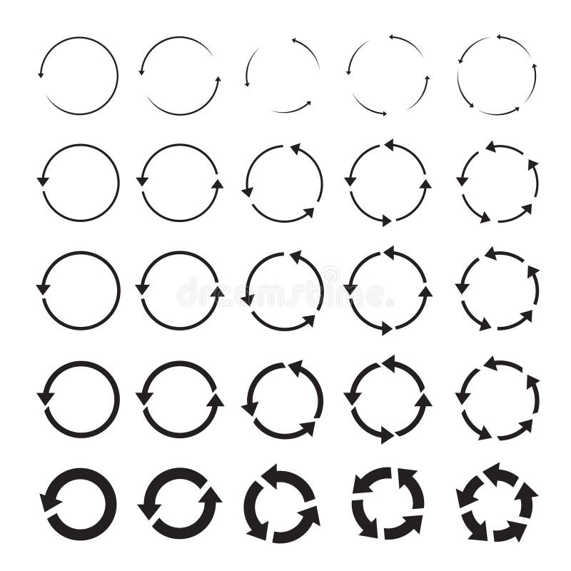 Set of black circle arrows stock illustration. Illustration of pattern ...