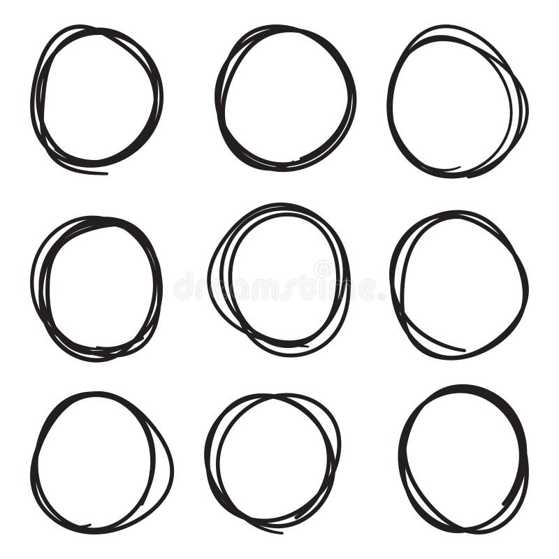 Set of Black Circle Line Sketch Stock Vector - Illustration of design ...