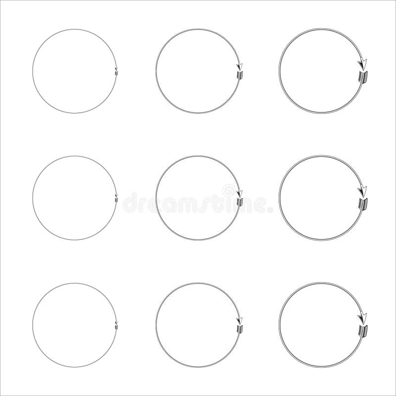 Set of Black Circles. Round Frames in Doodle Style. Simple Hand Drawn ...