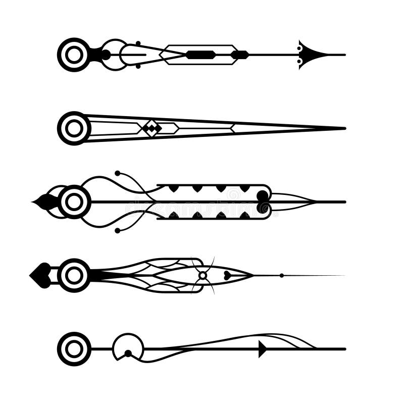 Set Black Clock Hands Time Hour and Minute Arrows Simple Line ...