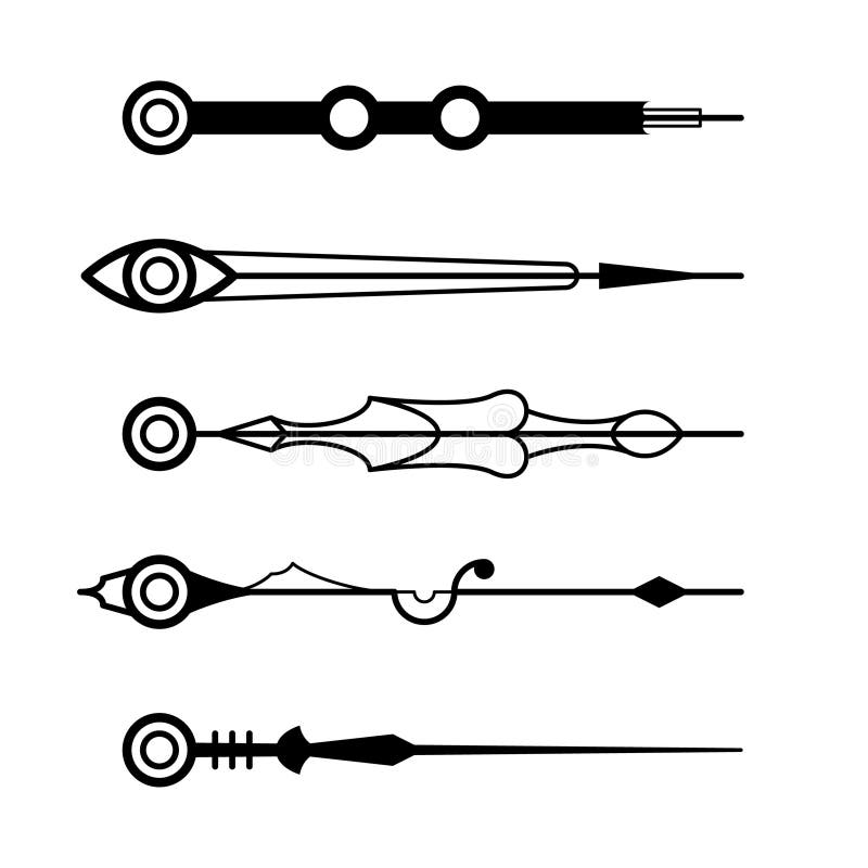 Set Black Clock Hands Time Hour and Minute Arrows Simple Line ...