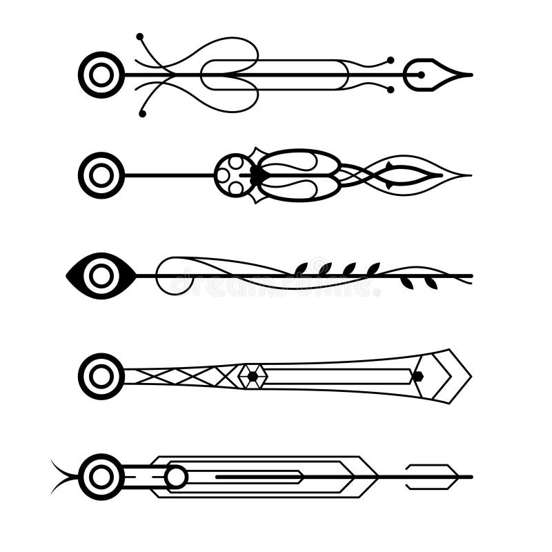 Set Black Clock Hands Time Hour and Minute Arrows Simple Line ...