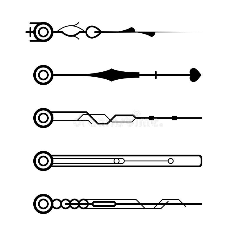 Set Black Clock Hands Time Hour and Minute Arrows Simple Line ...